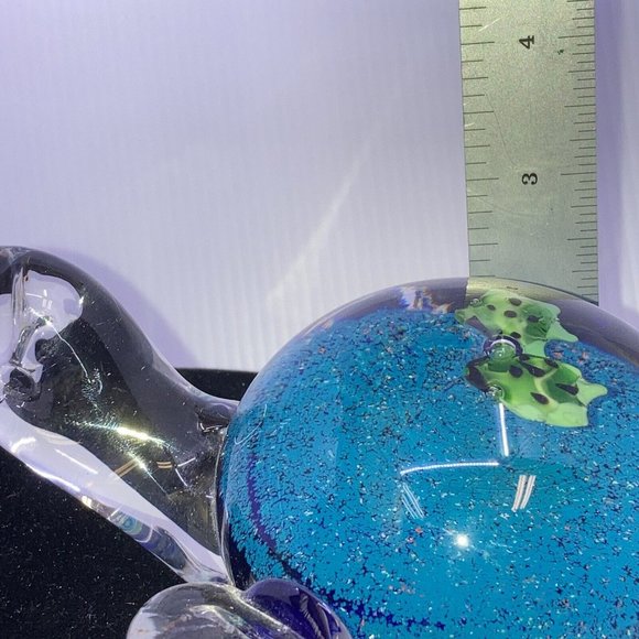 Unknown | Accents | Art Glass Paperweight Sea Turtle Blue Glitter Ocean ...